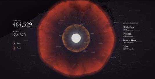 Interactieve kaart: wat er gebeurt als er een atoombom op je stad valt ...